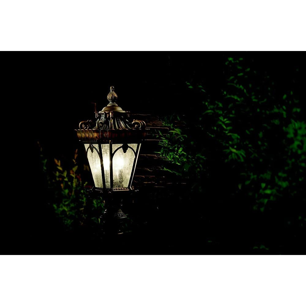 Kichler Tournai 27" Outdoor Post Light in Textured Black, 3-Light Exterior Light Fixture with Clear Seeded Glass, (27" H x 11.75" W), 9558BKT