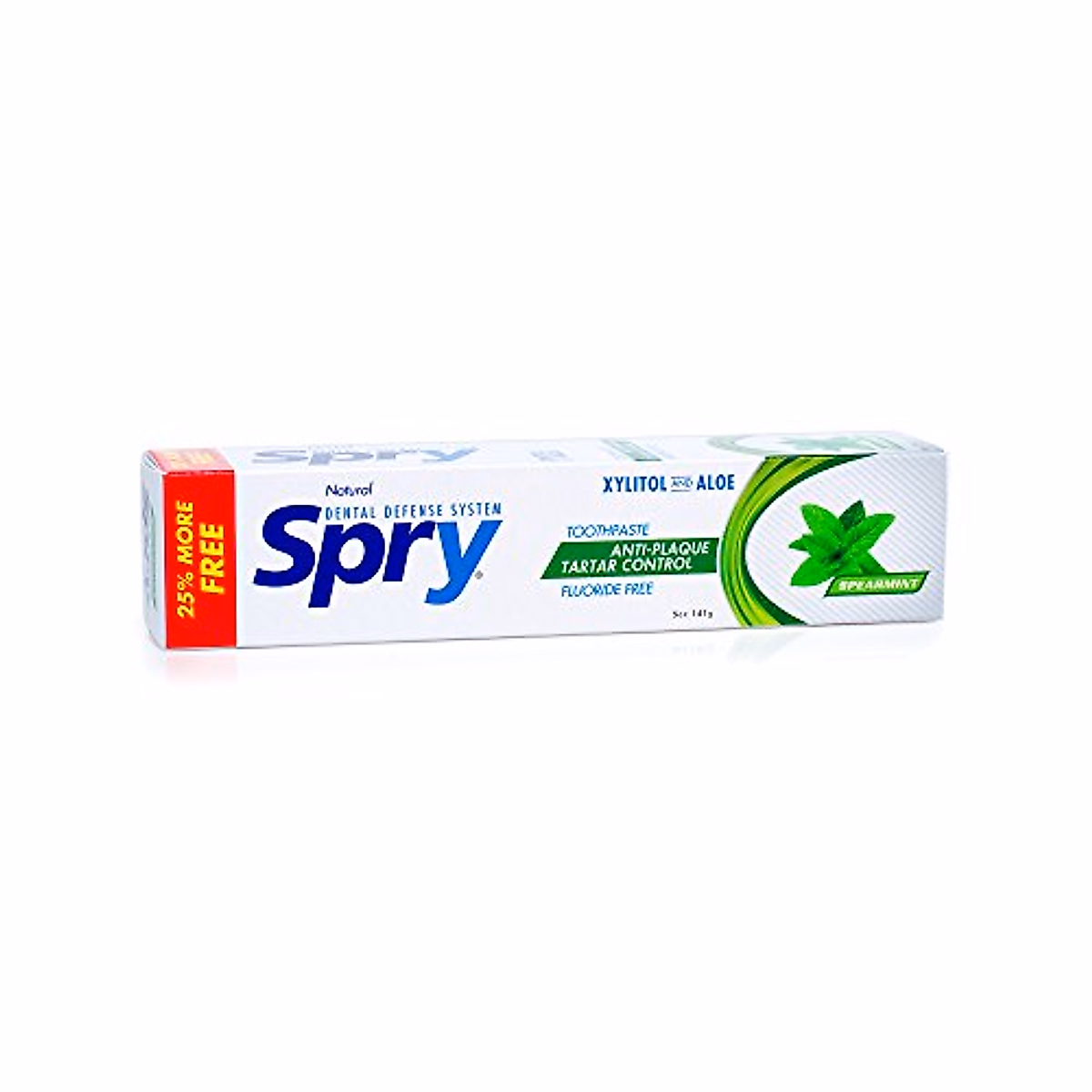 Spry Xylitol Toothpaste, Fluoride-Free, Natural Spearmint, Anti-Plaque and Tartar Control, 5 oz