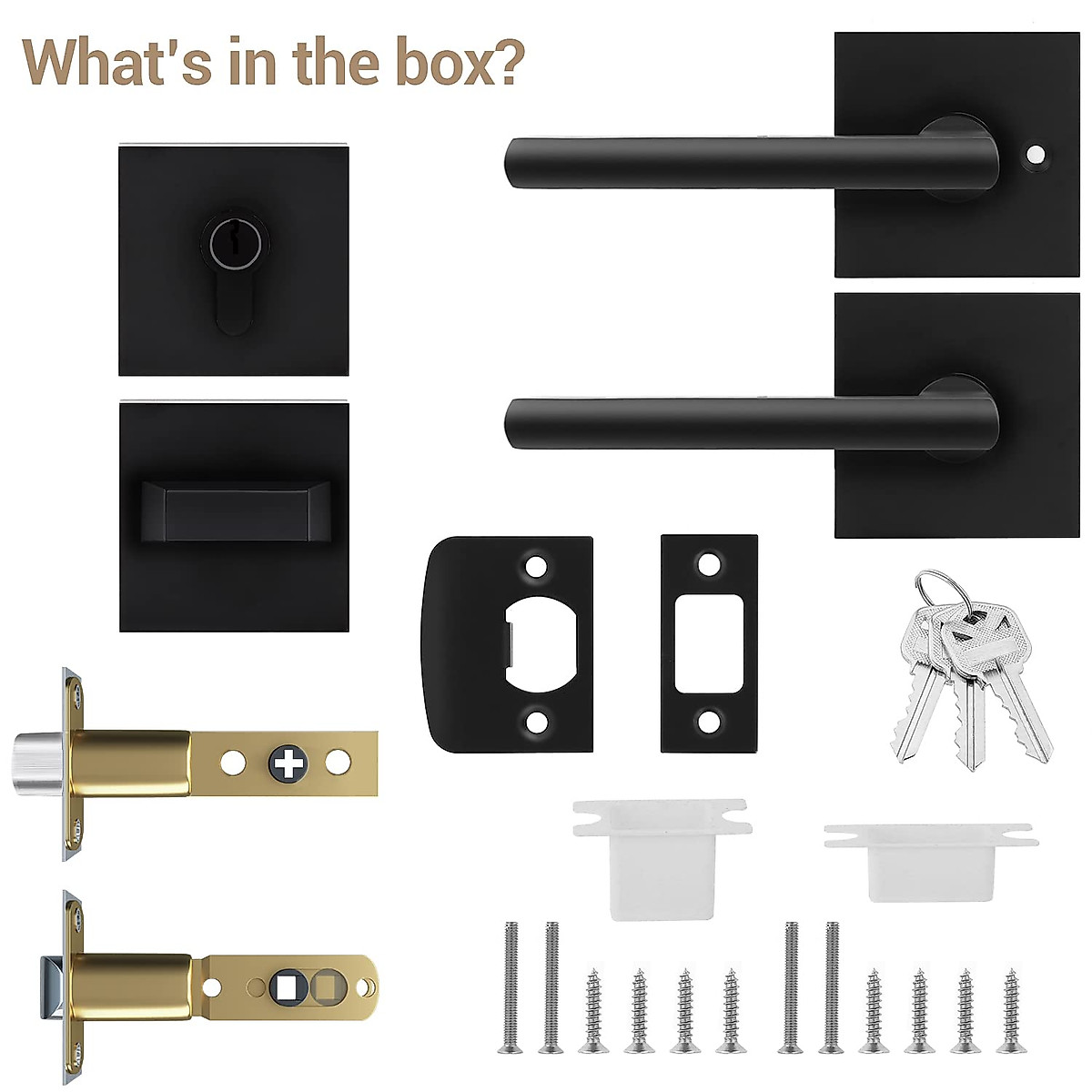 Exterior Door Lock Set, Ohuhu Heavy Duty Deadbolt Lock- Entry Door Locksets with Deadbolt Matte Black Front Door Handle Modern Contemporary Square Sleek Design Zinc Alloy