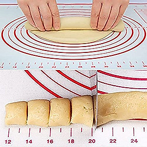 ZCHING Silicone Pastry Measurement Not-Slip Rolling Dough Mats for Baking (red), 24“L x 16“W