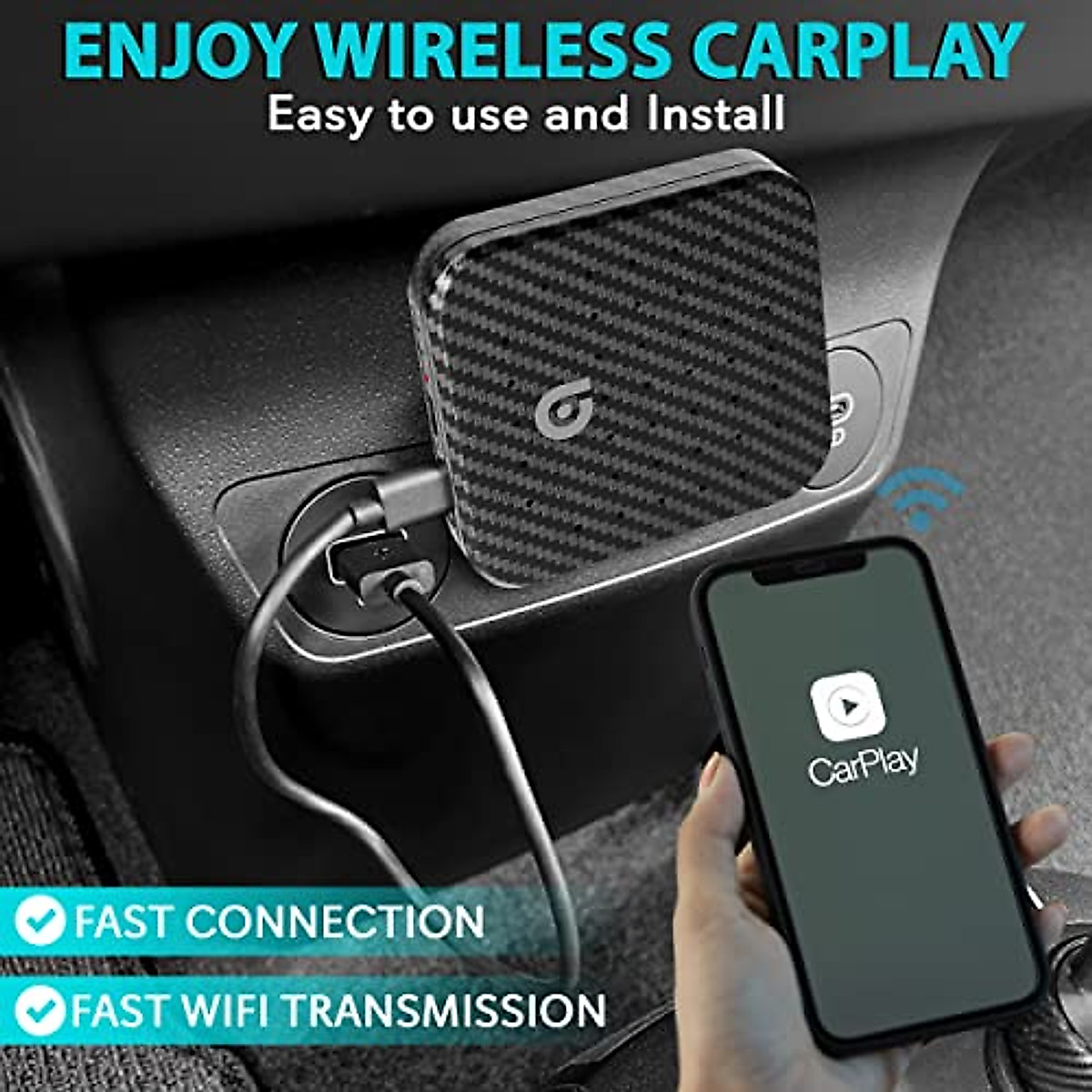 PyleUsa Wireless CarPlay Android Auto Multimedia Video Box,4GB RAM 64GB ROM,2.4GHz,5GHz Dual Band WiFi BT,Octa Core 64Bit,4K Full HD,H.265,USB3.0 Android Box,Screen Mirroring, Install Android Apps