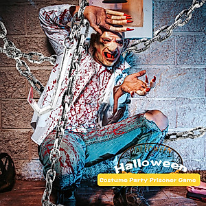 2 Pack Halloween Plastic Chain Props Halloween Fake Chain with Hook Halloween Chains Prop for Halloween Costume Party Prisoner Haunted Home Decoration