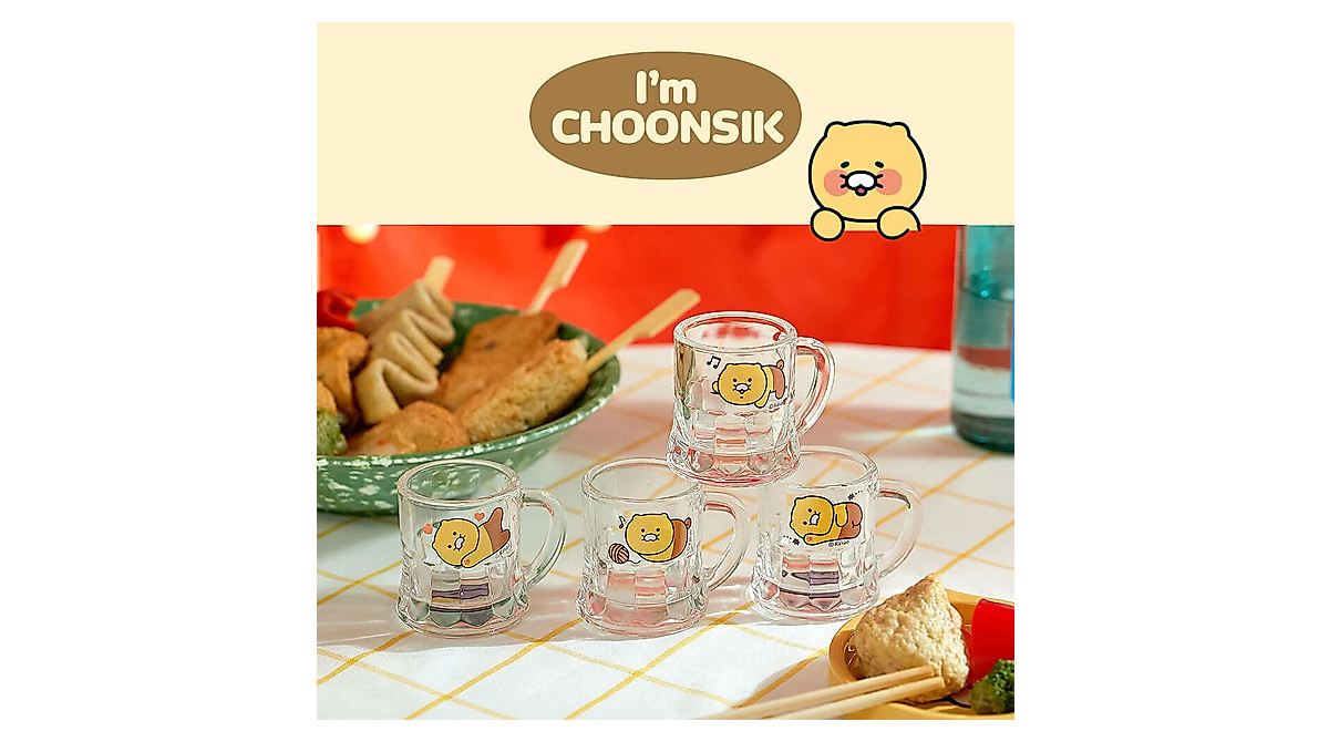 Cute Kakao Choonsik Soju Shot Glasses Set of 4 | Gift Box