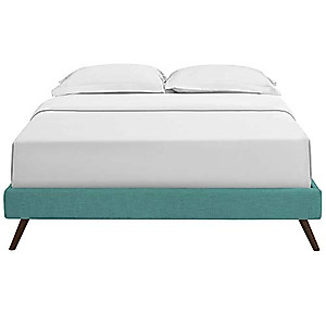 Modway Loryn Upholstered Queen Platform Bed Frame with Wood Slat Support in Teal