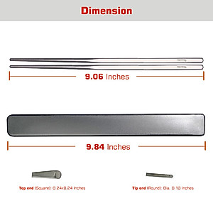 Titanium Chopsticks with Case, XBD Supply 2 Pairs of 9 Inches Square Chopstick Set Dishwasher Safe Reusable for Home & Travel (2-Pair Chopsticks)