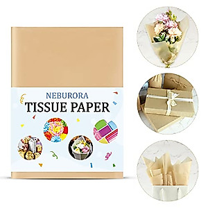NEBURORA 120 Sheets Kraft Tissue Paper 14 x 20 Inches Brown Wrapping Tissue Paper Bulk Kraft Wrap Paper Sheets for Gift Bags Packaging Floral Filler Crafts Birthday Christmas Halloween Decor(Kraft)