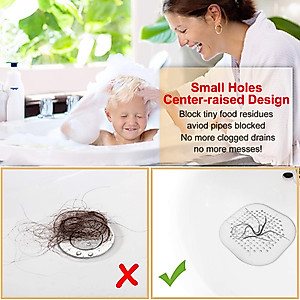 Hair Drain Catcher,Square Drain Cover for Shower Silicone Hair Stopper with Suction Cup,Easy to Install Suit for Bathroom,Bathtub,Kitchen 2 Pack (Sliver Grey)