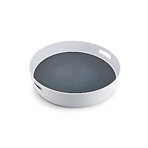 Copco Non-Skid Pantry Cabinet Lazy Susan Turntables, 9-Inch, White/Gray (Set of 2)