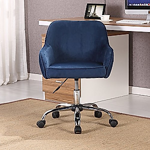 BELLEZE Modern Office Ergonomic Computer Desk Chair with Mid-Back Design, Thick Padded Velvet Seat, and Built-in Lumbar Support 360 Swivel Adjustable Height - Nora (Blue)