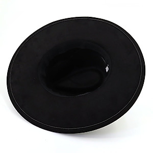 LIDHAY Big Wide Brim Fedora Hats for Women Men Western Suede Hat Panama Hat Outdoor Hats 015 Black