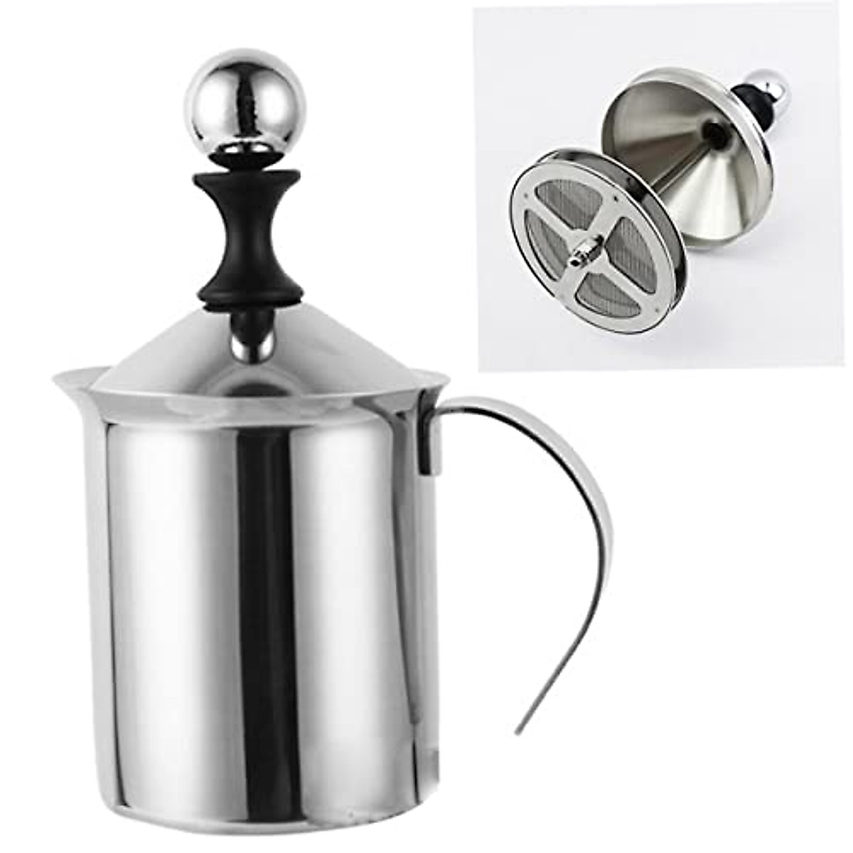 Kisangel 3pcs Hand Pump Milk Foamer Milk Frothing Pitchers coffee espresso milk frother cup Manual Milk Foamer espumador de leche Milk Maker concentrated coffee dual network milk foam cup