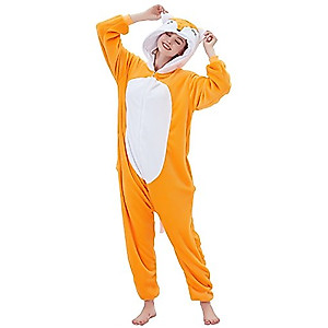 ABENCA Women Fox Onesie Pajama Costume Adult Animal Halloween Christmas Cosplay Onepiece, L