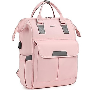 Laptop Backpack Travel Women Bag- 15.6 Inch Computer Backpack Anti Theft Daypack Casual School Bag College Backpack Teacher Nurse Work Book bags with USB Charger for Teens Girls Women Students Pink