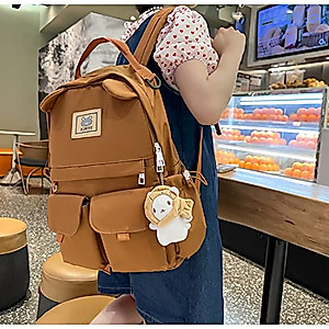 Cutemoria Girls Cute School Backpack College Bookbag Laptop Backpack Casual Daypack Lighweight Backpack for Travel Work Business (Brown) One Size