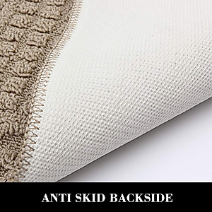 COSY HOMEER 27X18 Inch Anti Fatigue Kitchen Rug Mats are Made of 100% Polypropylene Half Round Rug Cushion Specialized in Anti Slippery and Machine Washable,Beige(2 pcs)