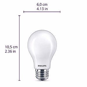 PHILIPS LED Frosted Dimmable Warm Glow Effect A19, Ultra Definition, Flicker-Free, EyeComort Technology, 800 Lumen, 2200K-2700K, 8W=60W, E26 Base, Title 20 Certified, (576116) 4-Pack