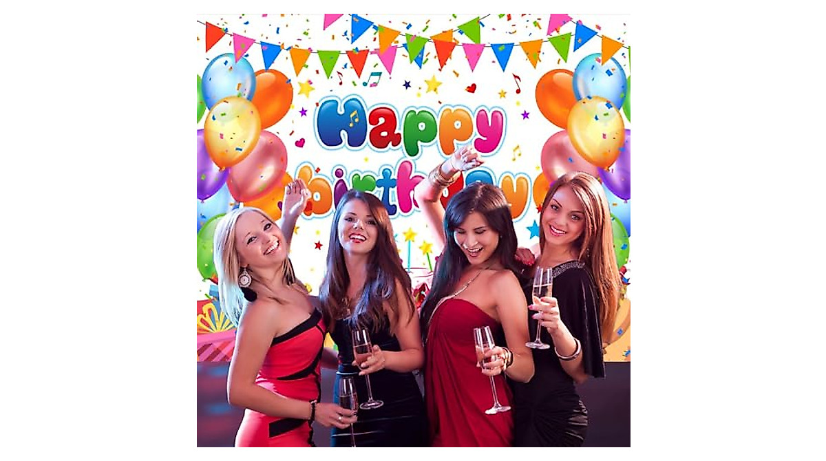 Vibrant Birthday Backdrop for Kids - 10x8ft Balloon Decor