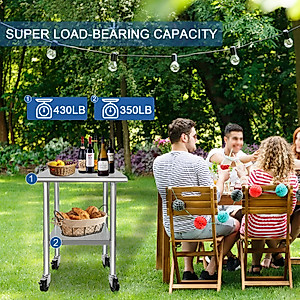 HARDURA Stainless Steel Table with Wheels 24 x 30 Inches Casters NSF Heavy Duty Commercial Work & Prep Table with Undershelf and Galvanized Legs for Restaurant Kitchen Bar and Hotel Garage