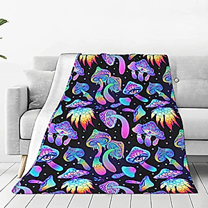 Mushroom Throw Blanket for Couch, Mushroom Decor Aesthetic Blankets, Flannel Cozy Soft and Lightweight Blanket for Bed Sofa, Funny Warm Gifts for Birthday Christmas Fathers Mothers Day, 60x50 Inches