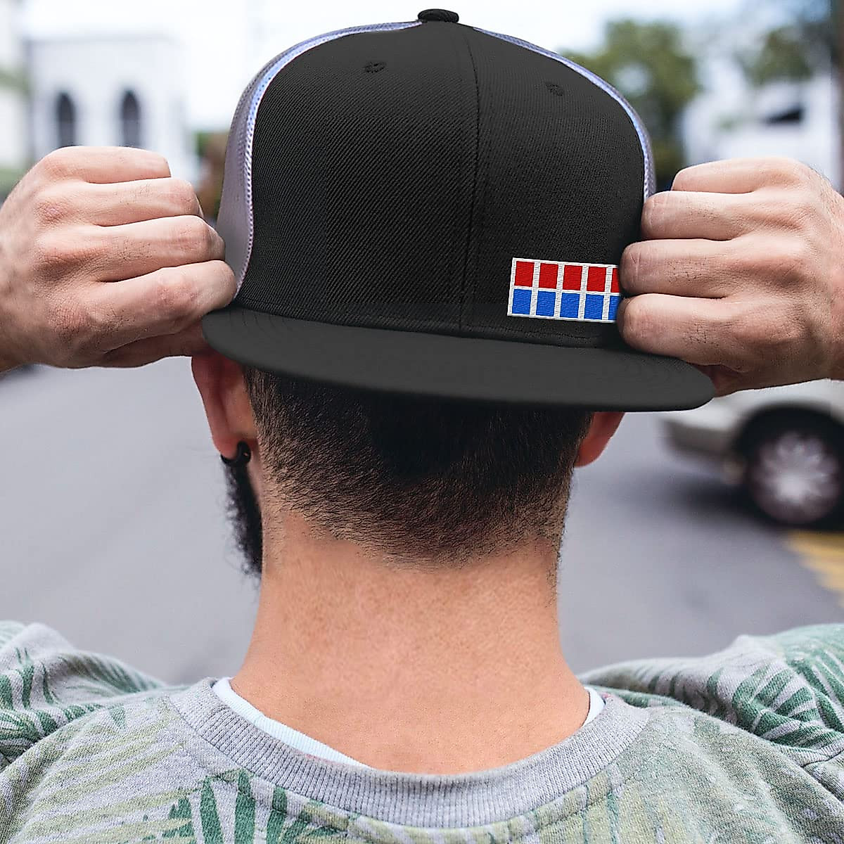 Imperial Officer - Cotton Snapback Hat - Breathable Mesh Side for Casual Wear & Outdoor Activities - Baseball Cap Women and Men (Heather Front/Black Mesh)