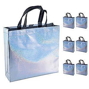 Tendwarm 6 Pcs Gift Bags Iridescent Reusable Large Gift Bag with Handles for Party Wedding