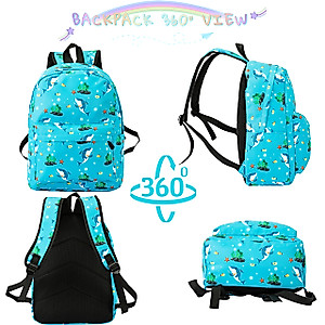 cuesr Shark Boys Backpack and Lunch Box Set,Kids Cute Lightweight Kindergarten Elementary School Bookbag
