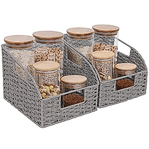 StorageWorks Rope Paper Storage Baskets Set, Gray