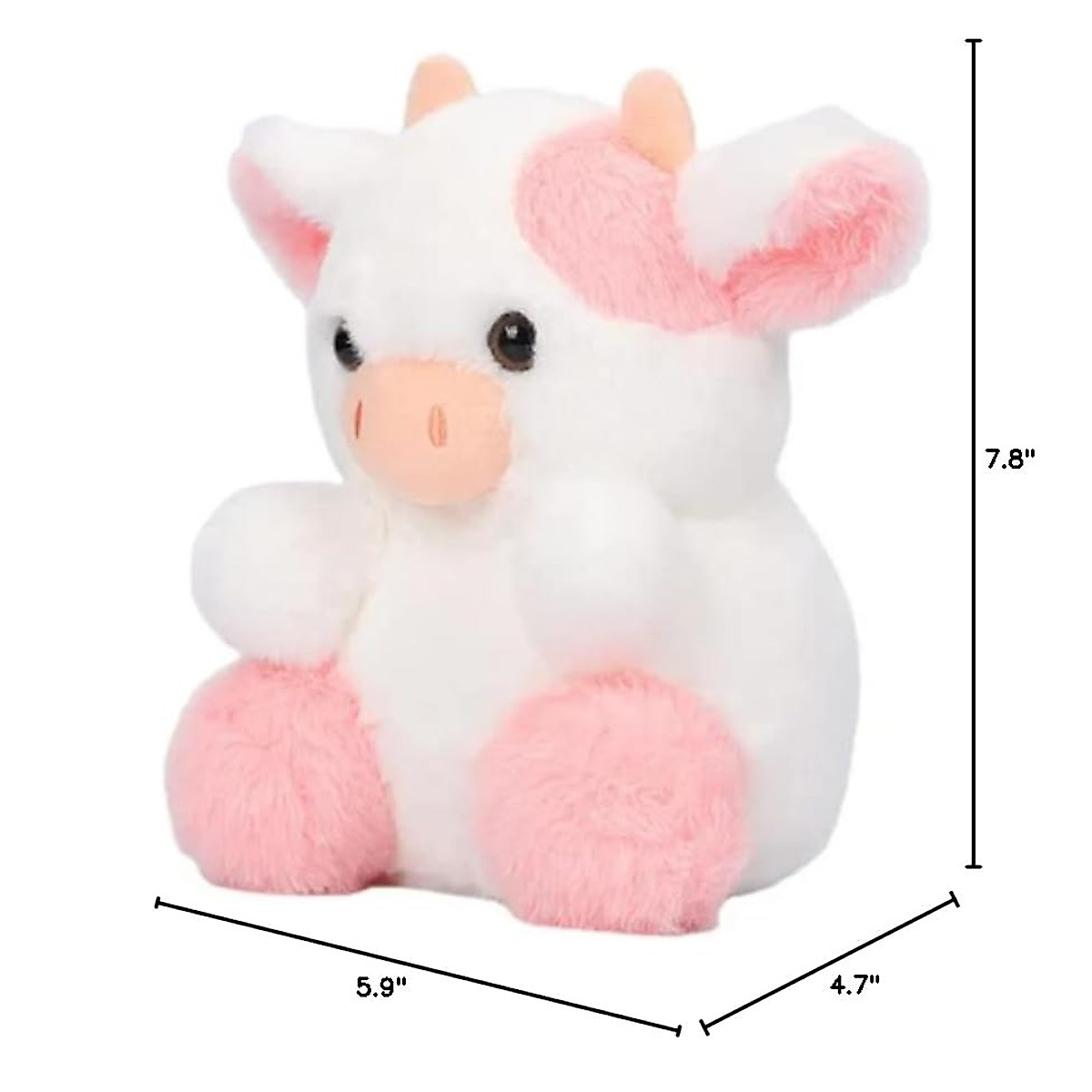 GracesDawn Cow Plush Toy, Plush Pillow Cow Toy, Palm Cows Plush Stuffed Animal Toy, Cartoon Cute Pink Cow Plush Toy, 7.8 inches high
