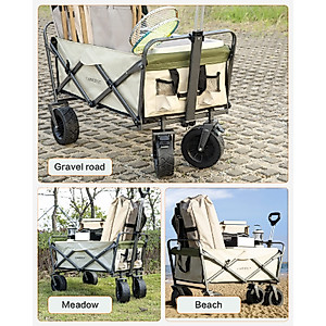 CAMPERFECT Beach Wagon with Big Wheels - All-Terrain Outdoor Cart for Camping, Sports, Shopping - Foldable Wagon with Adjustable Handle