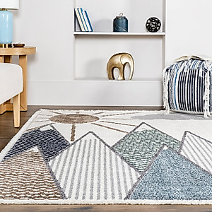 nuLOOM Elsha Rocky Mountains Kids Fringe Area Rug, 4x6, Beige