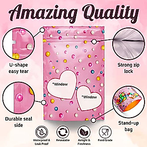 Resealable Standup Bags 4x6 inches. 60 Pk – Airtight, Waterproof, Zip Lock Seal and/or Heat Seal - Opaque Foil Pouch - Food Grade Bags For Long Shelf-Life and Multipurpose Storage. Packing Solutions For Businesses and Private Use (60 pck Medium, Candy)