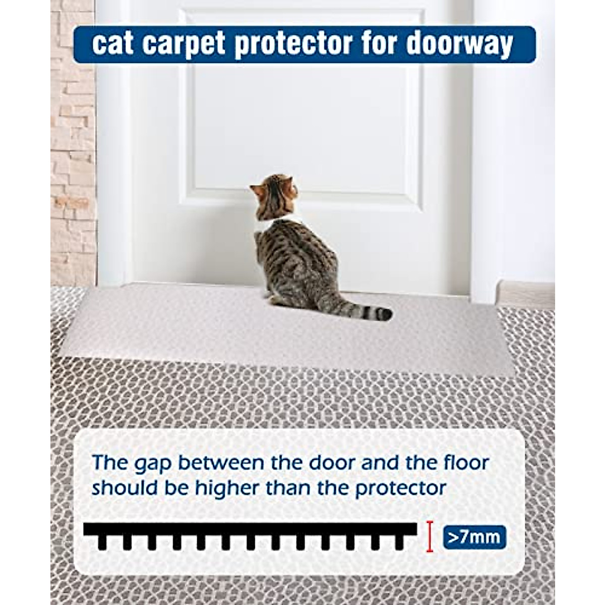 Carpet Protector for Pets - Cat Carpet Protector for Doorway, 8.2Ft Heavy Duty Plastic Carpet Protector