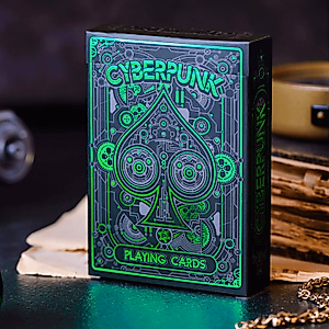 Cyberpunk Green Playing Cards, Cardistry Decks, White Deck of Playing Cards for Kids & Adults with e-Book, Unique Playing Cards for Poker, Cyberpunk