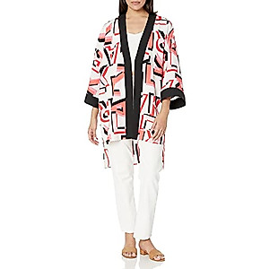 Karl Lagerfeld Paris Women's Logo Color Kimono, WHT Calypso CRL MLTI