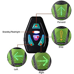 LED Reflective USB Rechargeable Backpack with Signal Light, Outdoor Sport Safety Bag with 4 Mode Direction Indicator and Remote Control for Cycling, Running, Walking, Jogging, 18L