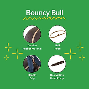 Big Country Toys Bouncy Bull Kids Toys - Rodeo Ride On Toys for Ages 3+ - Bouncy Animals for Toddlers - Inflatable Kids Hopper Toy with Hand Pump