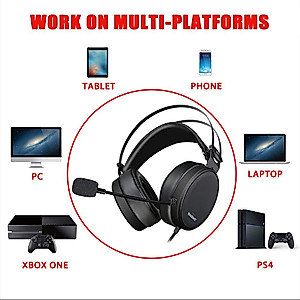 LUPSAN Gaming Headset for Xbox one PS4 Controller, PC Mic Stereo Gamer Headphones with Microphone Computer Nintendo Switch Playstation 4 PRO Xbox 1 x Games