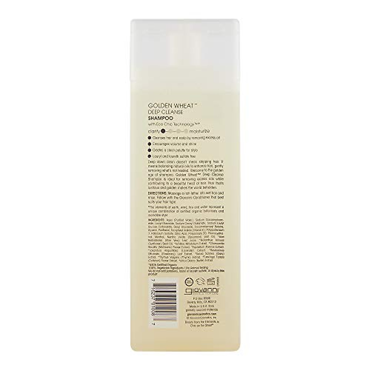 GIOVANNI Eco Chic Golden Wheat Deep Cleanse Shampoo, 8.5 oz. - Deep Cleansing With Botanical Oils, Spearmint Oil + Aloe Vera, Normal To Oily Hair