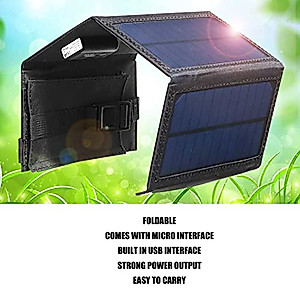 Solar Charger, Foldable Solar Panel Phone Charger with USB Interface Portable Solar Battery Power Bank for Smartphone Tablet Cellphone