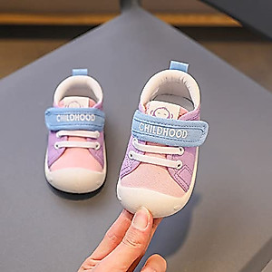 Lykmera Todder Shoes Boy Girls Walking Shoes Infant Non Slip First Walking Shoes Breathable Mesh Shoes Toddler Sneaker Shoes (Purple, 18-24Months)