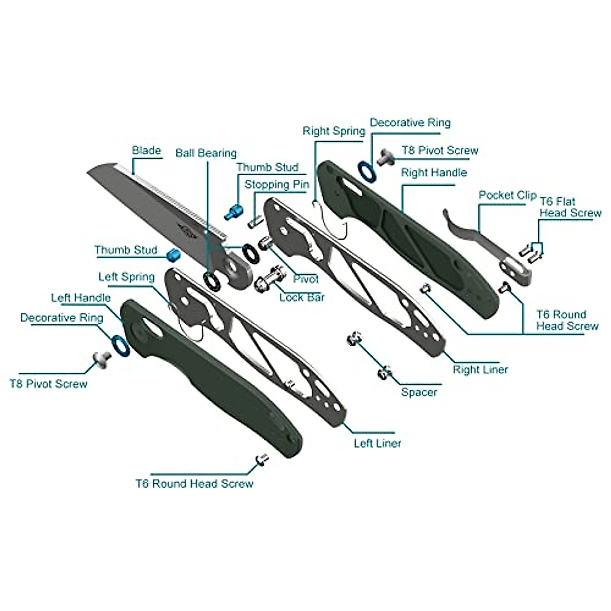 OKNIFE Rubato 2 Pocket Knife for Men, Rail Lock Knife 154CM Blade with Aluminum Handle for EDC, Outdoor