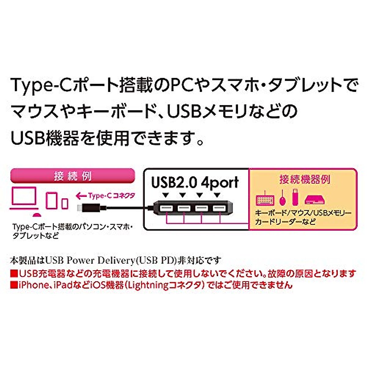 Digio2 USB 2.0 Type-C 4-Port Hub White Z4120