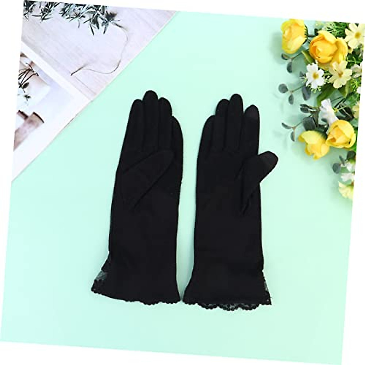 BESPORTBLE 1 Pair Working Gloves for Women Work Glove Sun Protection Gloves for Women Ladies Lace Gloves Spf Gloves Womens Glives Breathable Gloves Hand Protector Protective Gloves Work Black