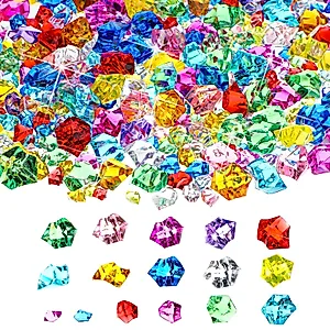 Syhood 570 Pcs 5 Sizes Multicolor Fake Crushed Ice Rocks Acrylic Crystal Gems Plastic Diamonds Marble for Vase Fillers Decoration Wedding Table Spring Scattering Room Decor