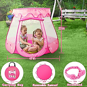 Pink Princess Tent Toys for 1 Year Old Girl Gifts Ball Pit for 1st Birthday Girl Gift Toddler Girl Easy Pop Up&Fold Up Indoor & Outdoor Use(Balls Not Included)