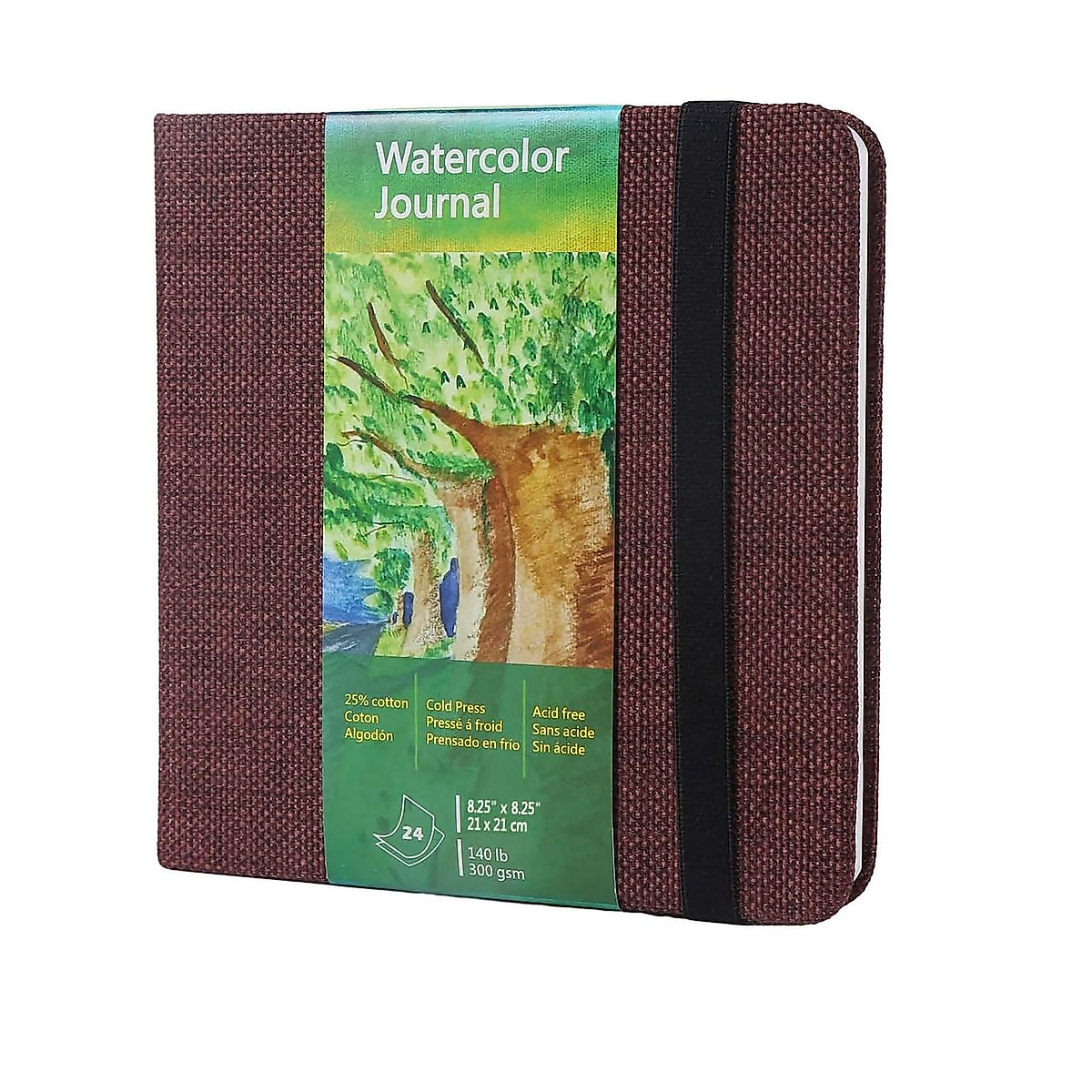 tumuarta Square Watercolor Journal, 8.25x8.25”, 140 LB, 300 GSM, 25% Cotton, Cold Press, 24 Sheets, 48 Pages, Watercolor Paper Sketchbooks for Use As Travel Mixed Media Pads On The Go