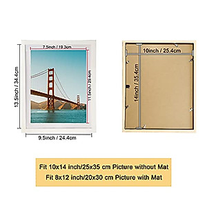 10x14 Wood Picture Frame Diamond Painting Frames Display 10x14in / 25x35cm Without Mat or 8x12in / 20x30cm with Mat 10x14 Frame for Photo Poster Puzzle Diamond Art Gallery Wall Hanging - White 2 Pack