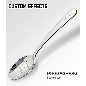 Personalized Dinner Spoon, Custom 8.1 Inch Stainless Steel Tablespoons, Engraved Name Silverware Spoons, Anniversary Birthday Christmas Gifts, Mirror Finish & Dishwasher Safe