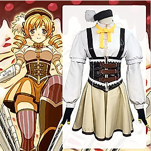 BoerMee Tomoe Mami Cosplay Costume Puella Magi Madoka Magica Cosplay Dress Anime Lolita Skirt Halloween (Tomoe Mami, S)