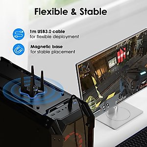AX1800 USB WiFi 6 Adapter for Desktop PC, Dual Band 5GHz+2.4GHz PC WiFi Adapter with 4x3dBi High Gain Antennas, MU-MIMO, OFDMA, WPA3, Supports Windows 11/10, Magnetic Base Design